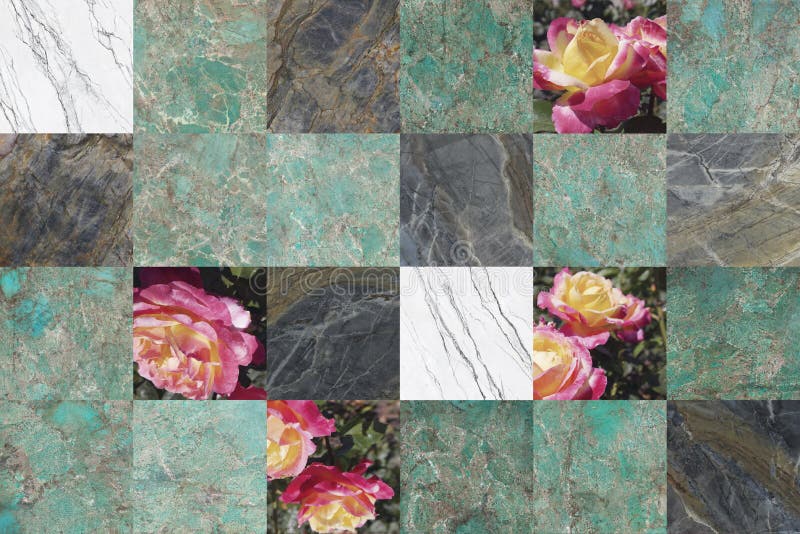 Beautiful Patchwork Mixed of Natural Marbles or Stones with Decorations ...