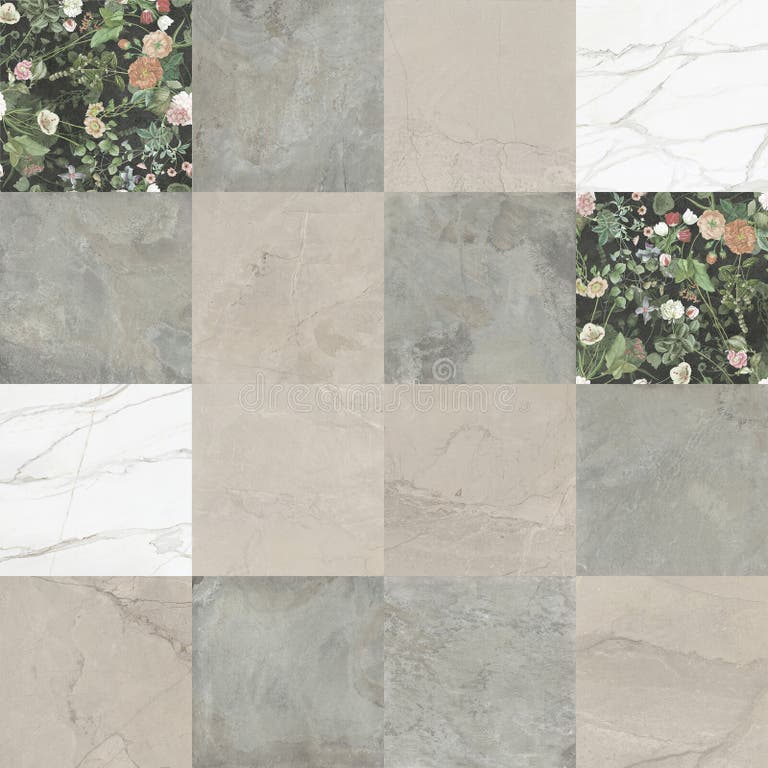 Beautiful Patchwork Mixed of Natural Marbles or Stones with Tropical ...