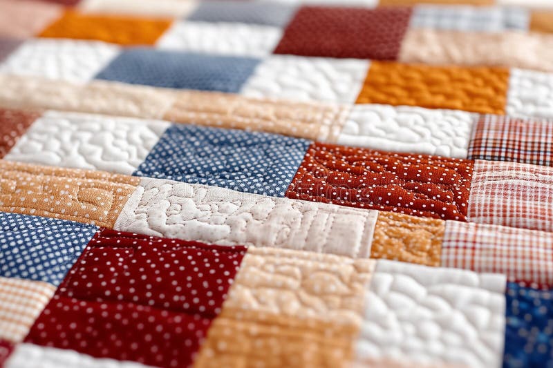 A Beautiful Patchwork Quilt, Made with Care, Features Colorful Fabrics ...