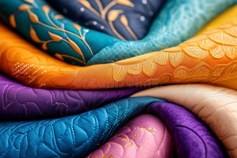 A Beautiful Patchwork Quilt with Vibrant Fabrics, Blending Colors and ...