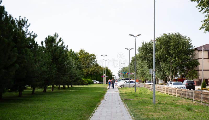 A Beautiful Path in the Center in the Village of Vityazevo in Summer ...