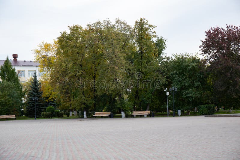 A Beautiful Path on the Central Square of the City of Tyumen in Autumn ...