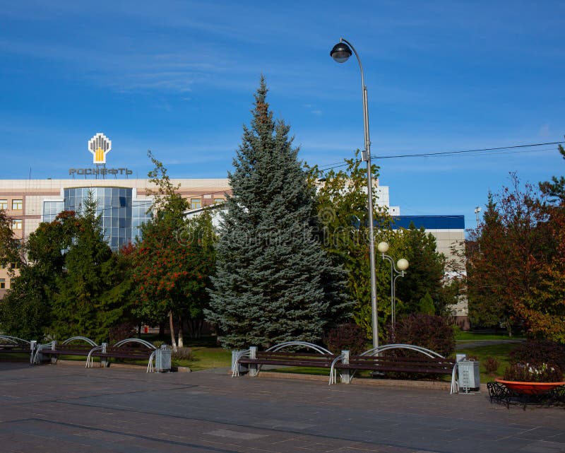 A Beautiful Path on the Central Square of the City of Tyumen in Autumn ...