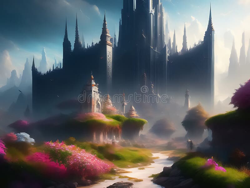 A beautiful path stock illustration. Illustration of city - 280179033