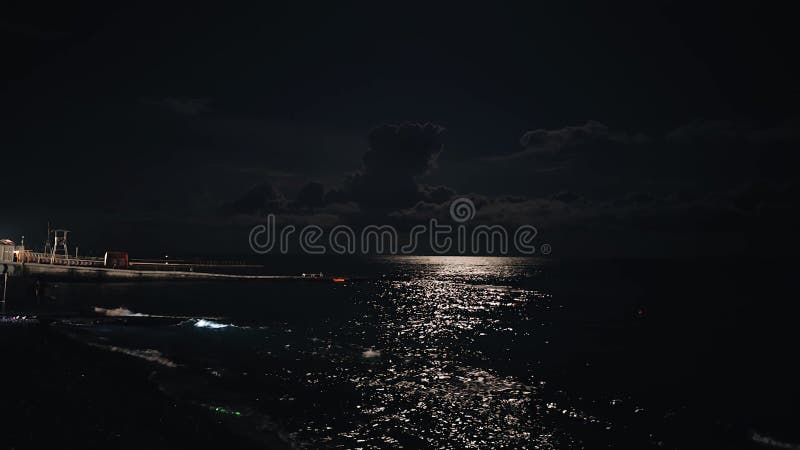 A Beautiful Path on the Sea Surface from the Light of the Moon at Night ...