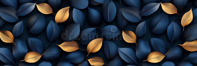 A Beautiful Pattern of Blue and Gold Leaves Creating a Stunning Visual ...