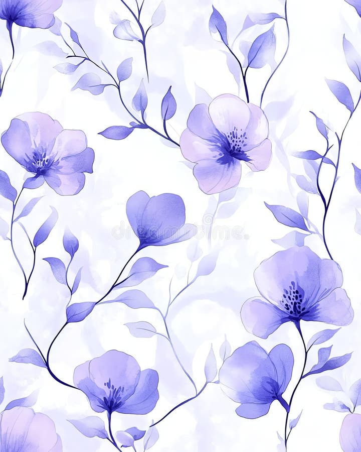 A Beautiful Pattern of Delicate Lavender Flowers on a White Background ...