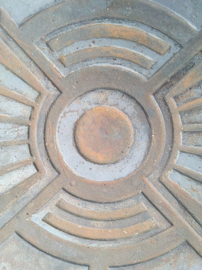 Beautiful Pattern on the Iron Plate of the Sewer Stock Photo - Image of ...