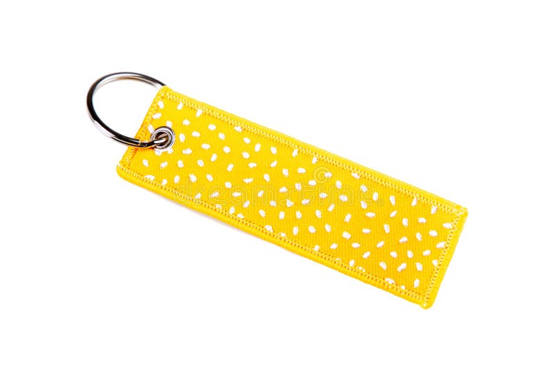 Beautiful Pattern Key Chain Fabric Materials Yellow in White Isolated ...
