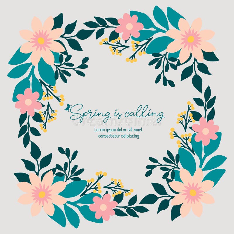Beautiful Pattern Of Leaf And Floral Frame, For Spring Calling Greeting ...