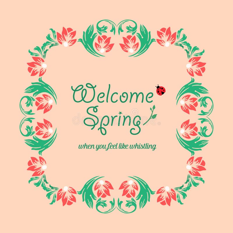 Beautiful Pattern of Leaf and Floral Frame, for Welcome Spring Poster ...