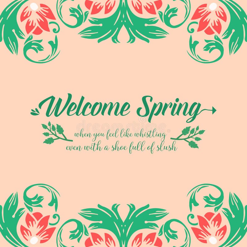 Beautiful Pattern of Leaf and Floral Frame, for Welcome Spring Poster ...