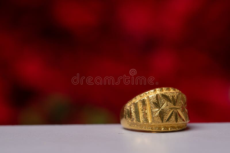 Beautiful Patterned Gold Ring, Thai Style Stock Image - Image of ...
