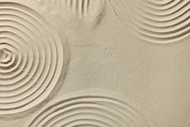 Beautiful Patterns Drawn on Sand, Top View with Space for Text. Zen ...