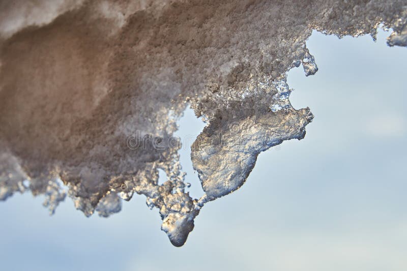 Beautiful Patterns of Melting Snow. Snow Melts and Drips during the ...