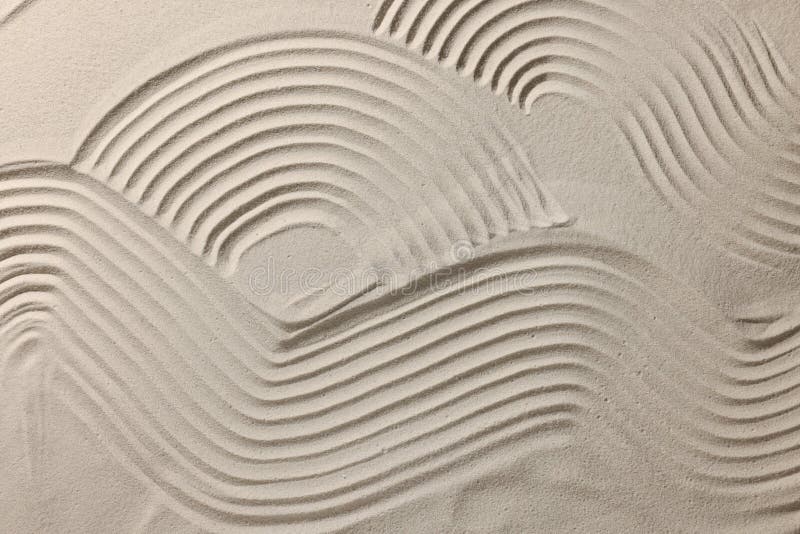 Beautiful Patterns on Sand, Top View. Zen Garden Stock Image - Image of ...