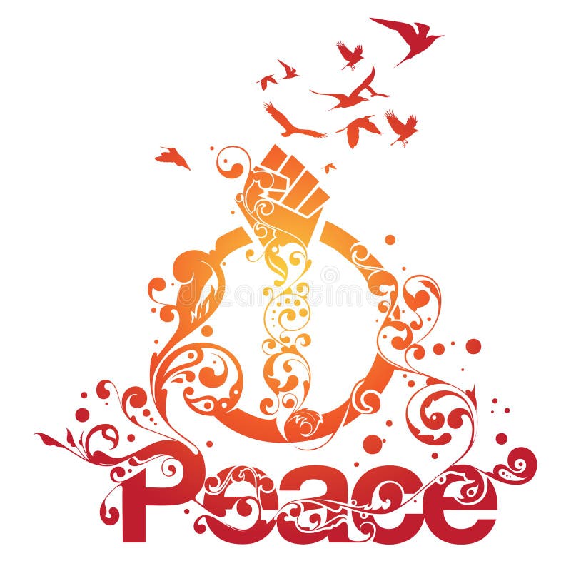 Psychedelic Peace Sign Silhouette Vector Illus Stock Vector ...