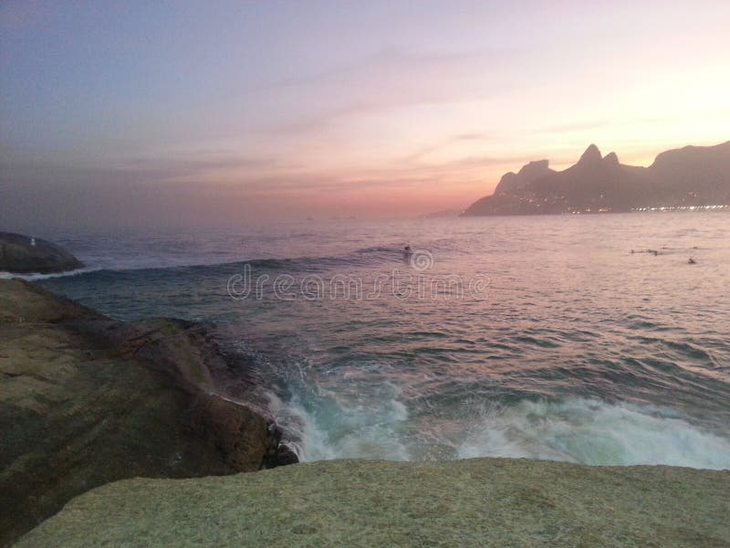 Peaceful in Arpoador Sunset Stock Image - Image of arpoador, stone ...