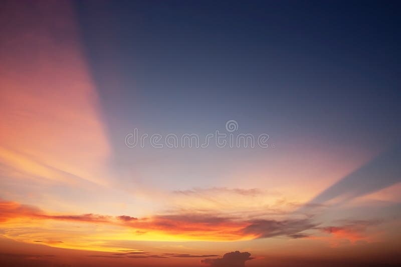 Beautiful and Peaceful of Clear and Freshness Sunset Sky and Clouds ...