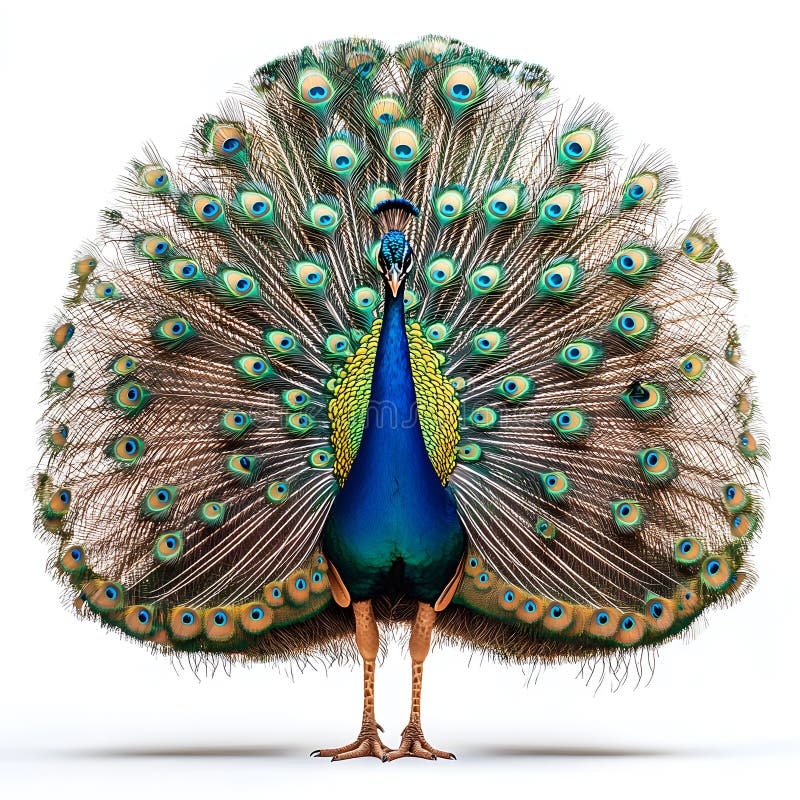 Beautiful Peacock Isolated on White Background Stock Illustration ...