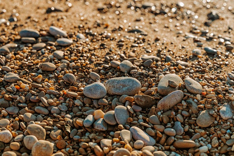 Beautiful Pebbles on the Beach during Sunset. Stock Image - Image of ...