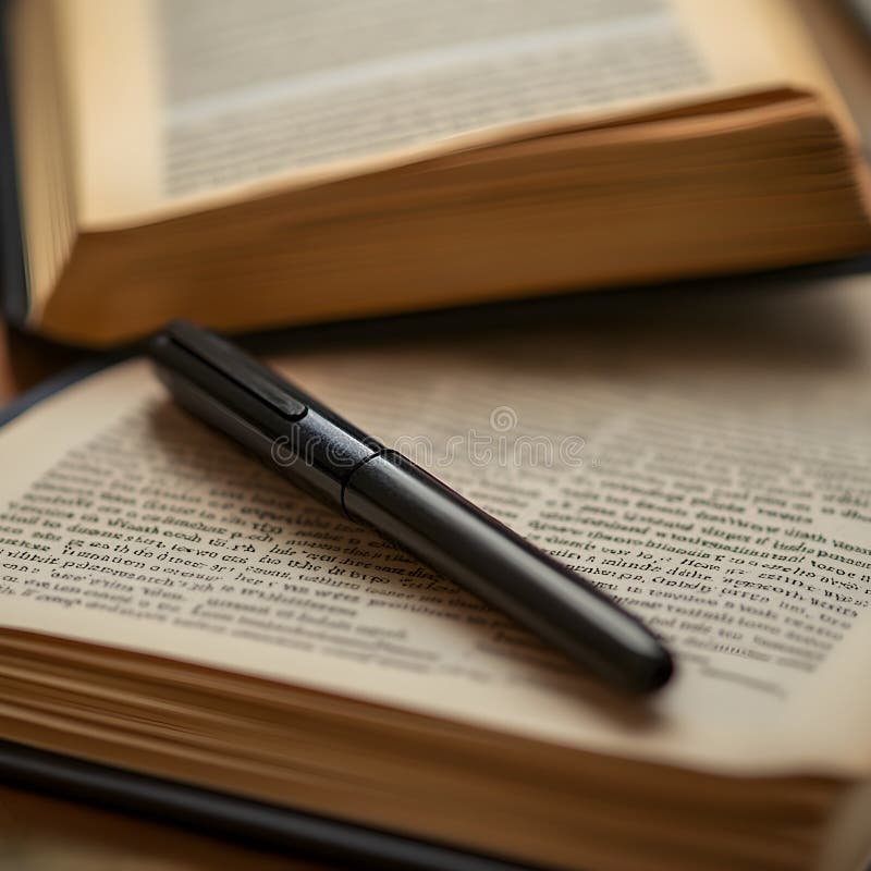 A Beautiful Pen Placed on a Book with Letters Stock Photo - Image of ...