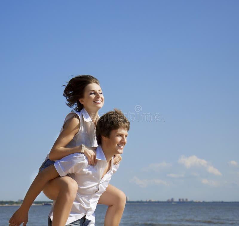 Beautiful People in Love on the Beach Stock Image - Image of outside ...