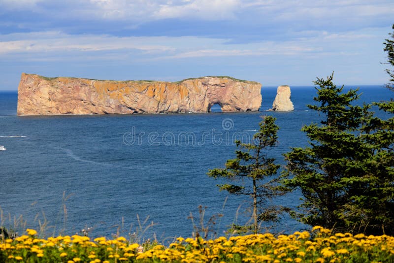 Beautiful Perce Rock, Gaspe Peninsula, Quebec, Canada Stock Photo ...