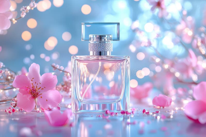 A Beautiful Perfume Bottle with Roses in the Glamour Style, Golden ...
