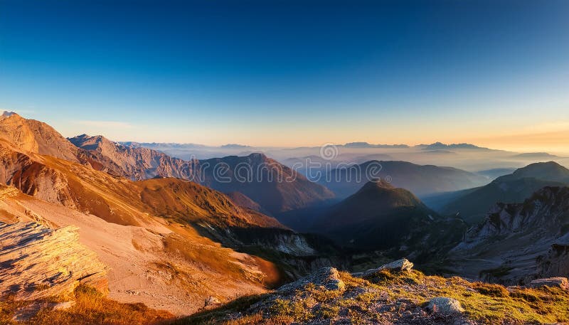A Beautiful Perspective View Above Mountains with a Gradient Stock ...