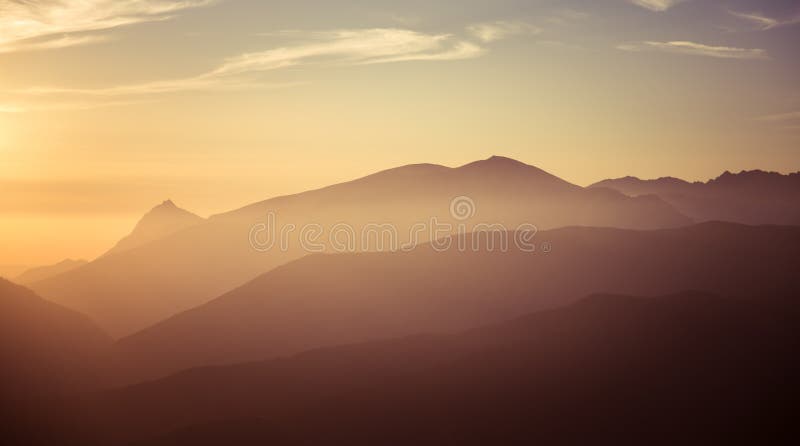 A Beautiful Perspective View Above Mountains with a Gradient Stock ...