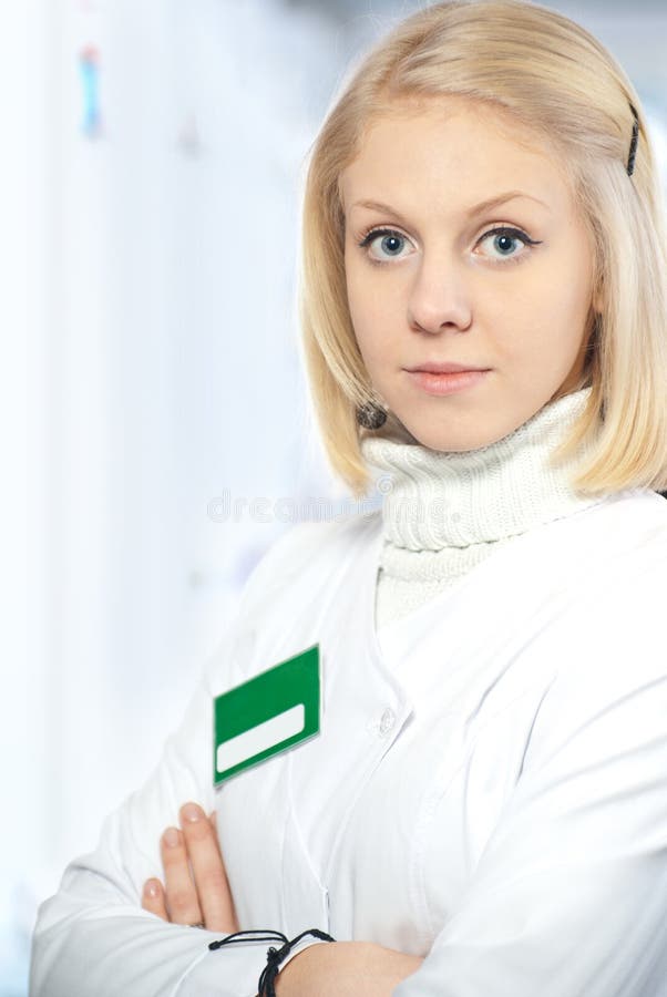 Beautiful pharmacist. stock photo. Image of adult, professional - 18492208