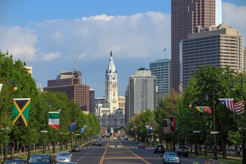 Beautiful Philadelphia Skyline at Night Stock Photo - Image of hall ...