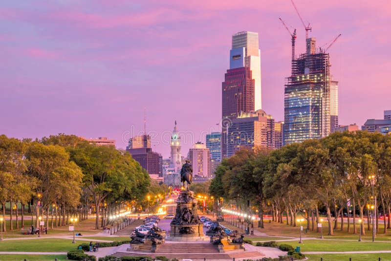 Beautiful Philadelphia Skyline at Night Stock Image - Image of philly ...