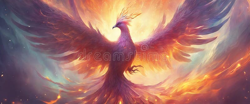 Beautiful Phoenix, Reborn Bird, Flying in the Sky - Generative AI Stock ...