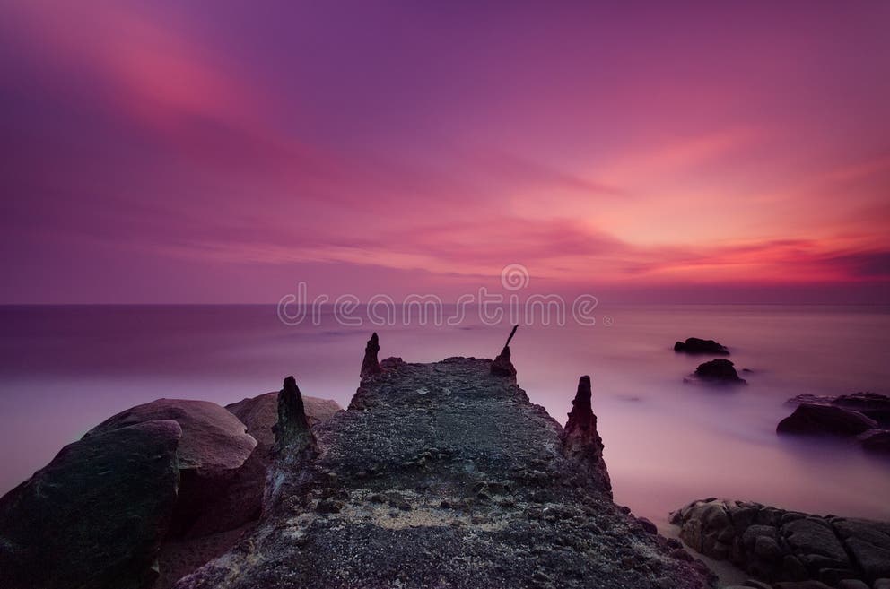 Surreal and Mystic Light Beach Scene Stock Image - Image of horizon ...