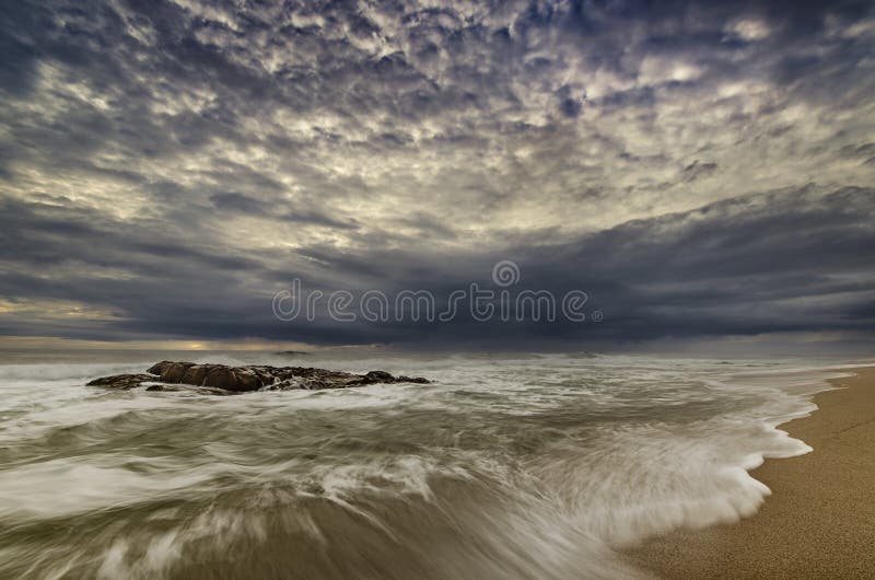 Dramatic Water Motion with Great Mood at the Beach Stock Photo - Image ...
