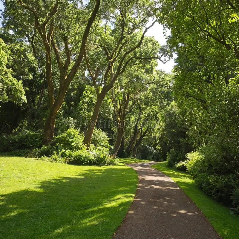 A Beautiful Photo of a Forest Trail Winding through a Dense Wood Stock ...