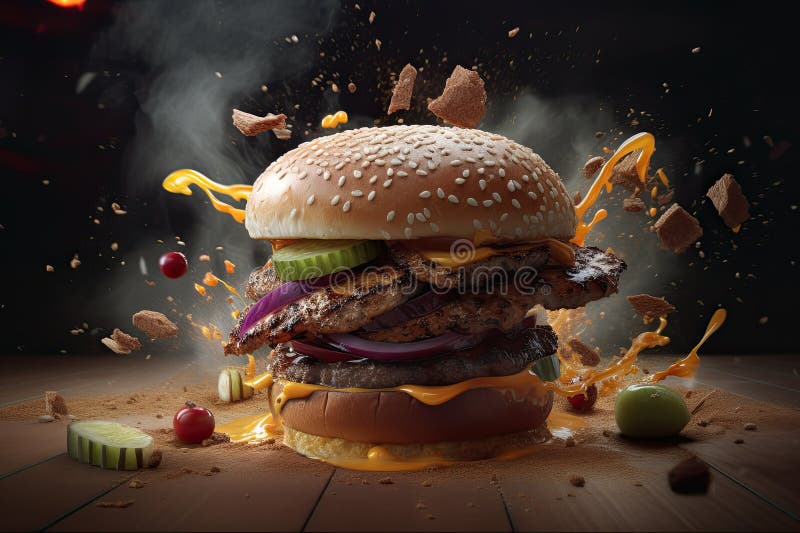 A Beautiful Photograph of a Delicious Burger. Generative AI Stock ...
