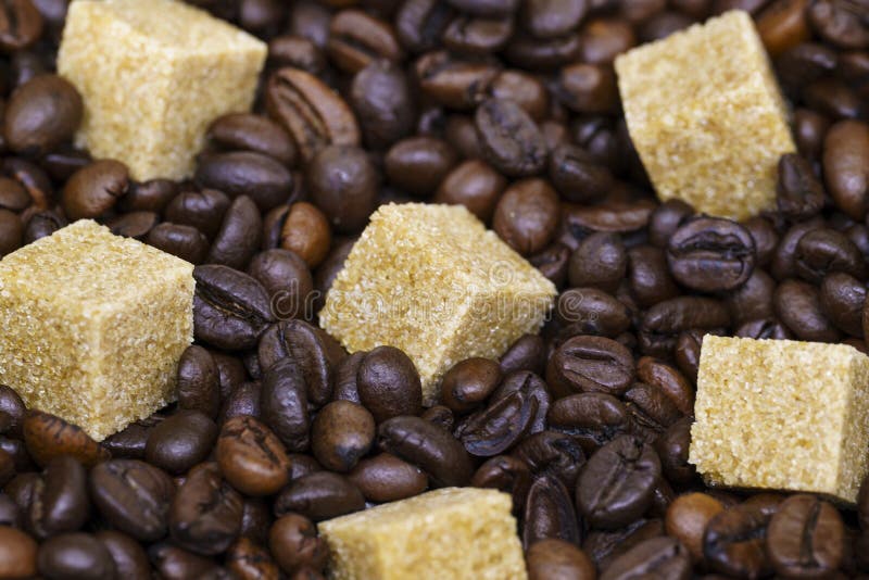 Beautiful Picture, a Background with Coffee and Sugar, a Cube of Cane ...