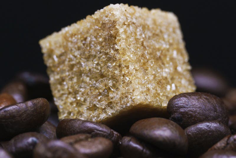 Beautiful Picture, a Background with Coffee and Sugar, a Cube of Cane ...