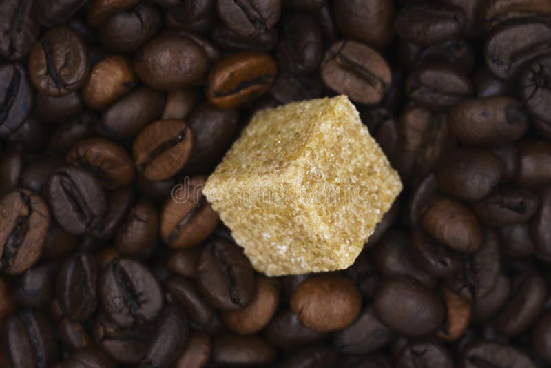 Beautiful Picture, a Background with Coffee and Sugar, a Cube of Cane ...