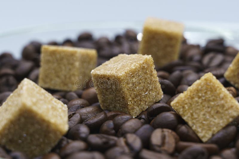 Beautiful Picture, a Background with Coffee and Sugar, a Cube of Cane ...