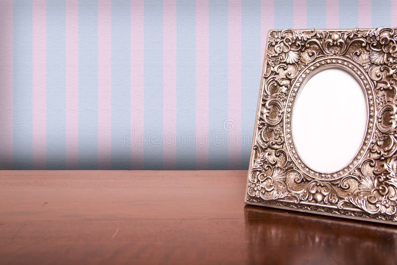 A Beautiful Picture Frame on a Table Stock Image - Image of space ...
