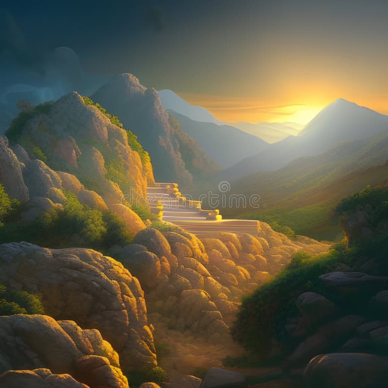 Hidden Stairs in a Mountain Stock Illustration - Illustration of ... Hidden Stairs in a Mountain Stock Illustration - Illustration of ...