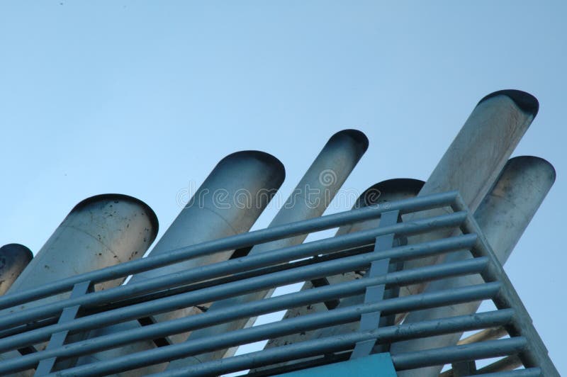 A Beautiful Picture of the Pipes on the Upper Deck of the Ship Against ...