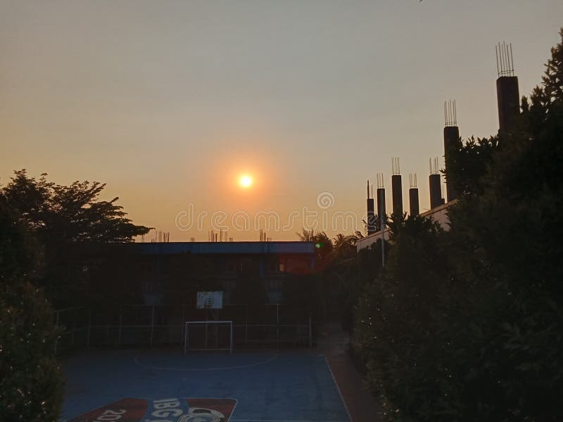 The Beautiful Picture of Sunset in Indonesian School Stock Photo ...