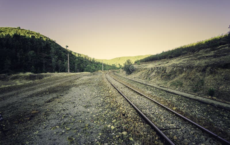 Beautiful Picture of Train Rails Against Mountains and Greenery at ...