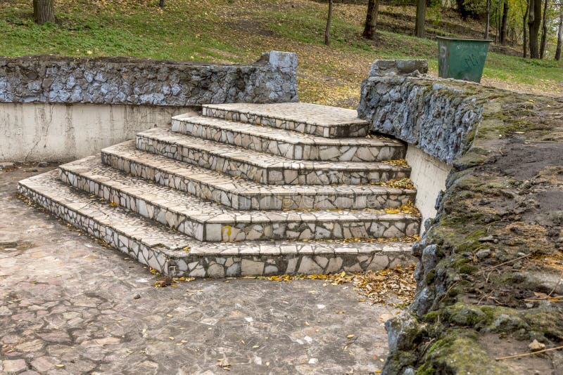 Beautiful Picturesque Ruins of Ancient Broken Stone Stairs Stock Photo ...
