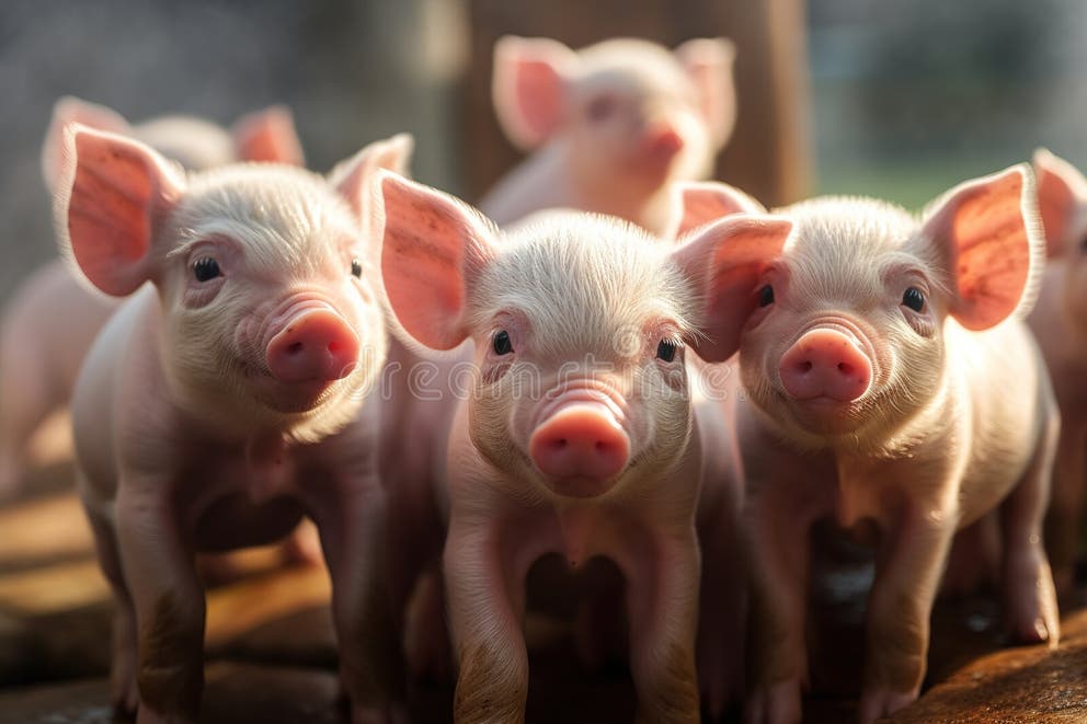Beautiful Piglets. Generated by Ai Stock Illustration - Illustration of ...